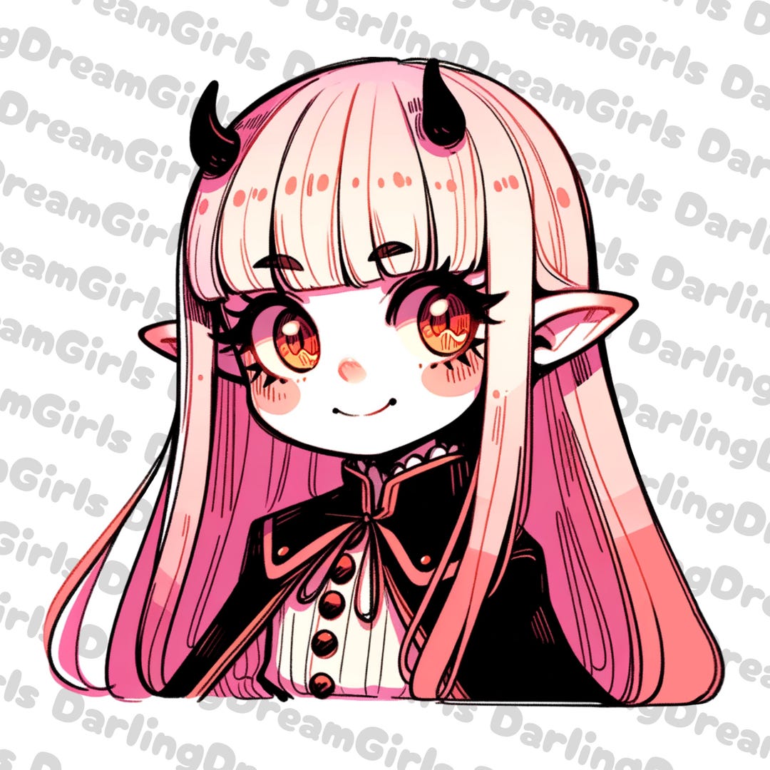 Cute, Pink, Little Devil Girl PNG, Halloween Design, Instant Download ...