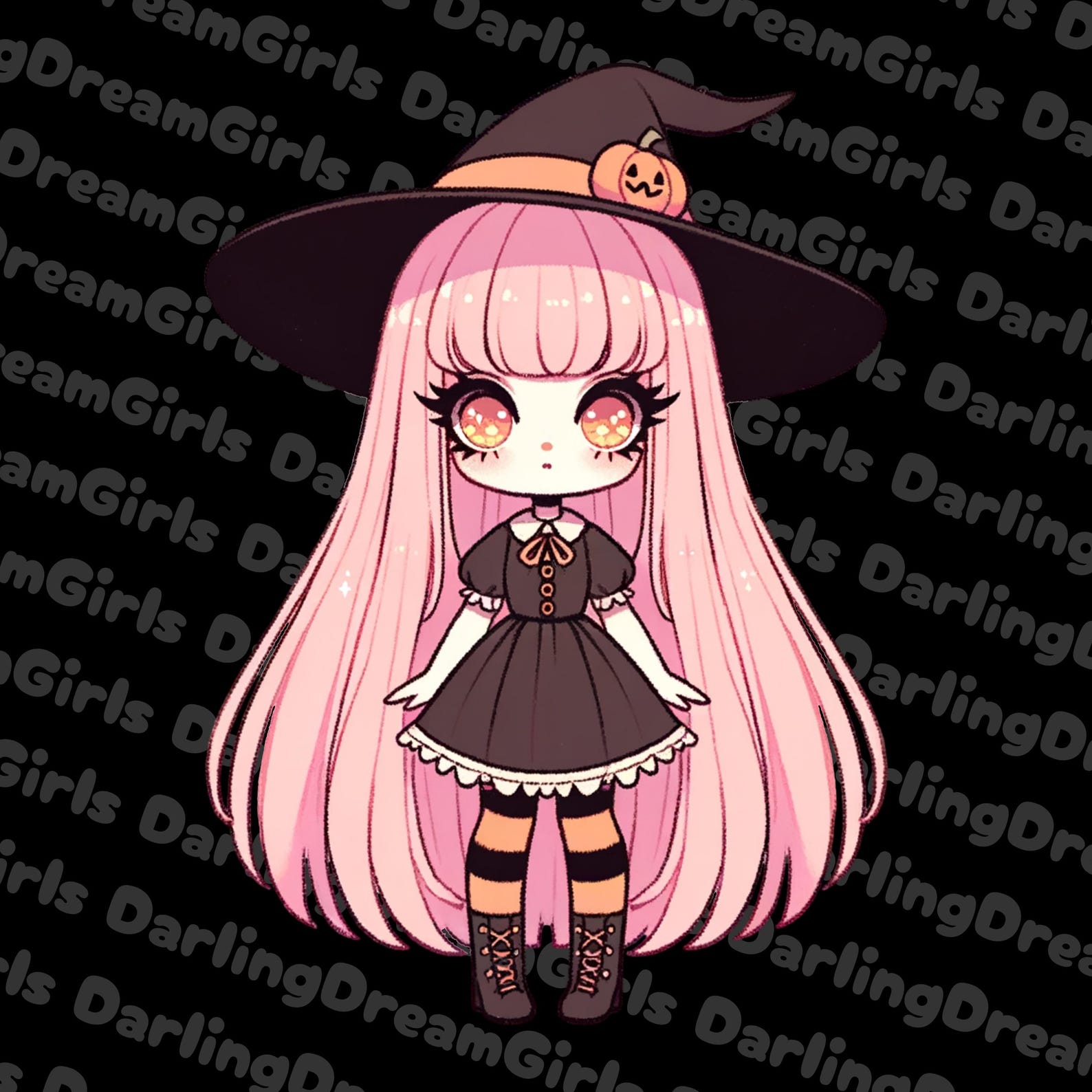 Cute, Pink, Witch Girl PNG, Halloween Design, Instant Download, Digital ...