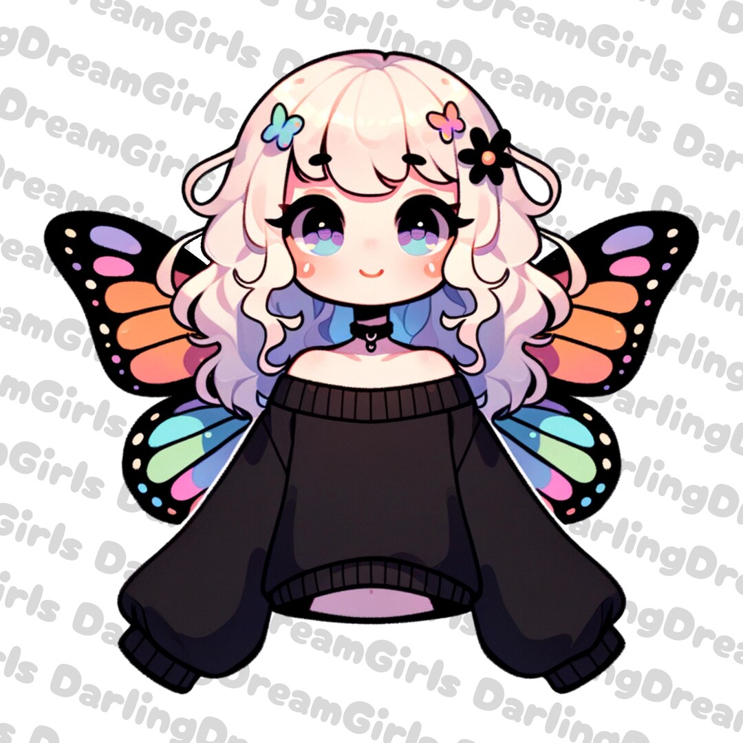 Cute, Colorful, Butterfly Girl PNG, Design, Instant Download, Digital ...