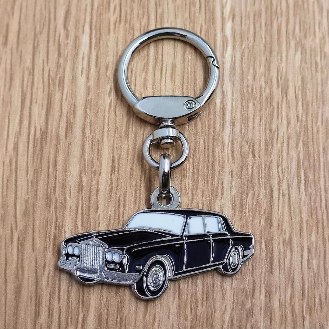 Roll Royce Silver Black Keychain Pendant Metal Enamel Color Classic Car ...