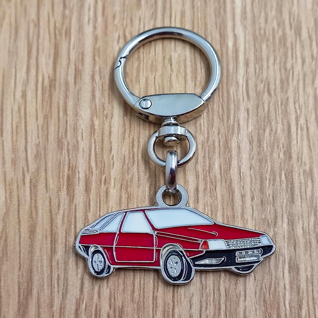 R- Red Fire Metal Keychain, Enamel Color, Classic Car Collection ...