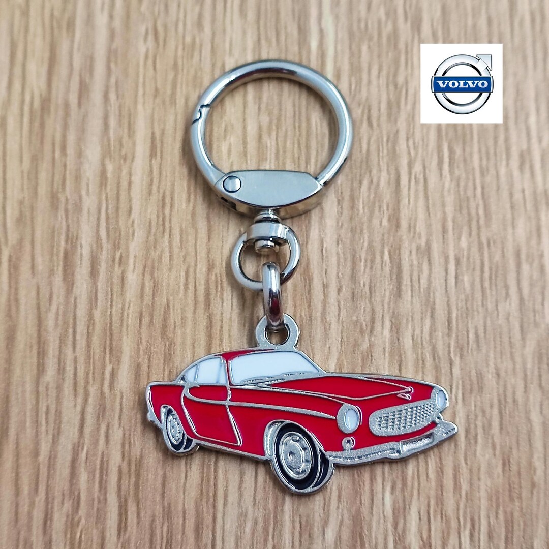 Volvo P1800 Keychain, Classic Car Pendant, Metal Enamel Keychain, Retro ...