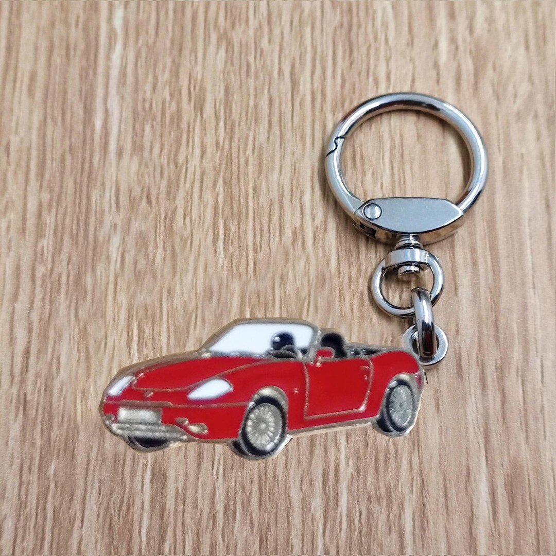 Fiat Barchetta Keychain, Classic Car Pendant, Metal Enamel Keychain ...