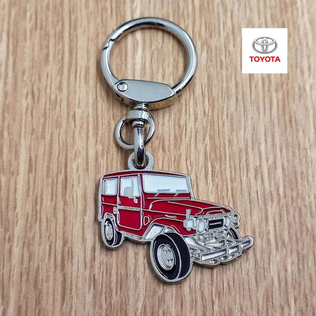 Toyota FJ40 Red Keychain, Classic Car Pendant, Metal Enamel Keychain ...