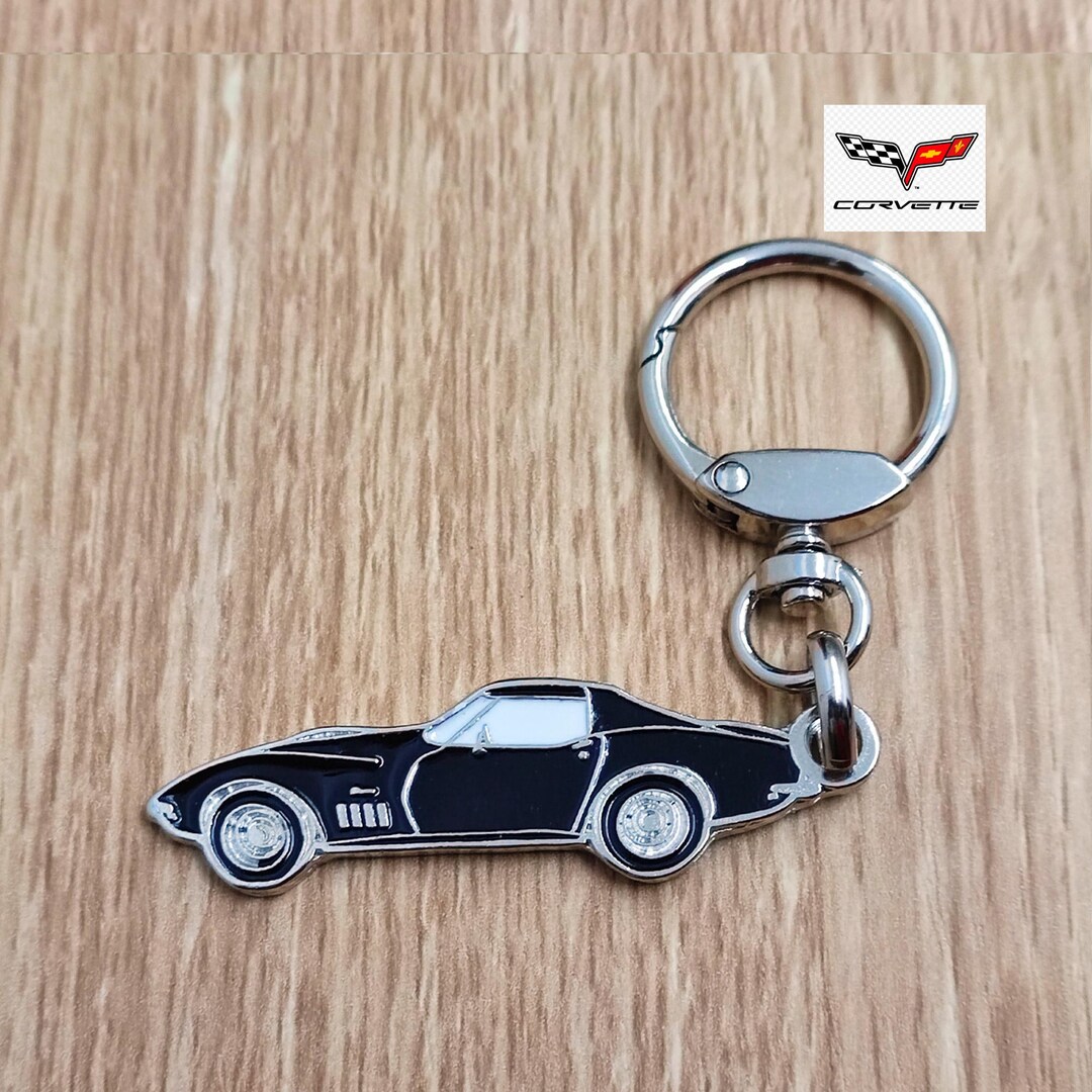 Corvette C4P Keychain, Classic Car Pendant, Metal Enamel Keychain ...