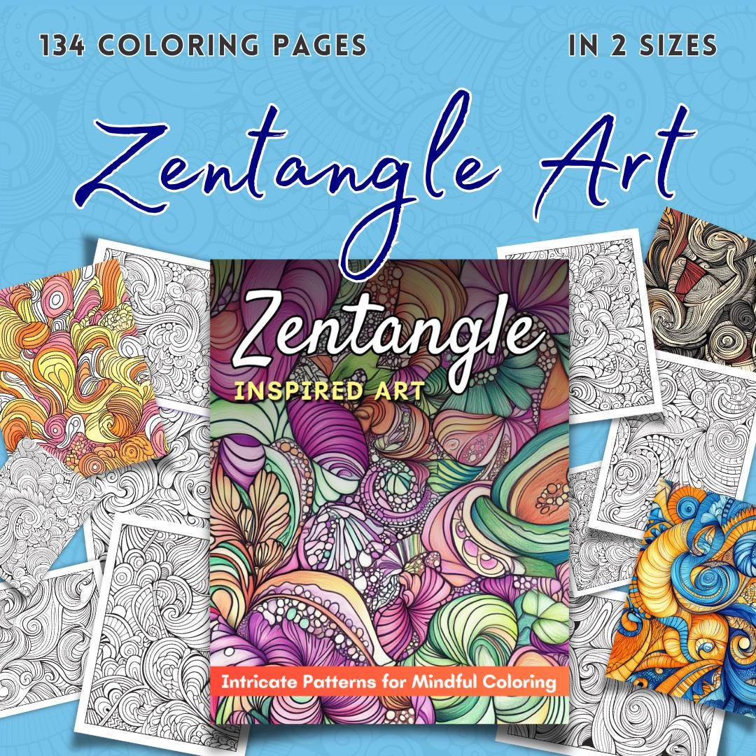 Zentangle Coloring Book: Printable Floral Art for Adults & Teens (PDF ...