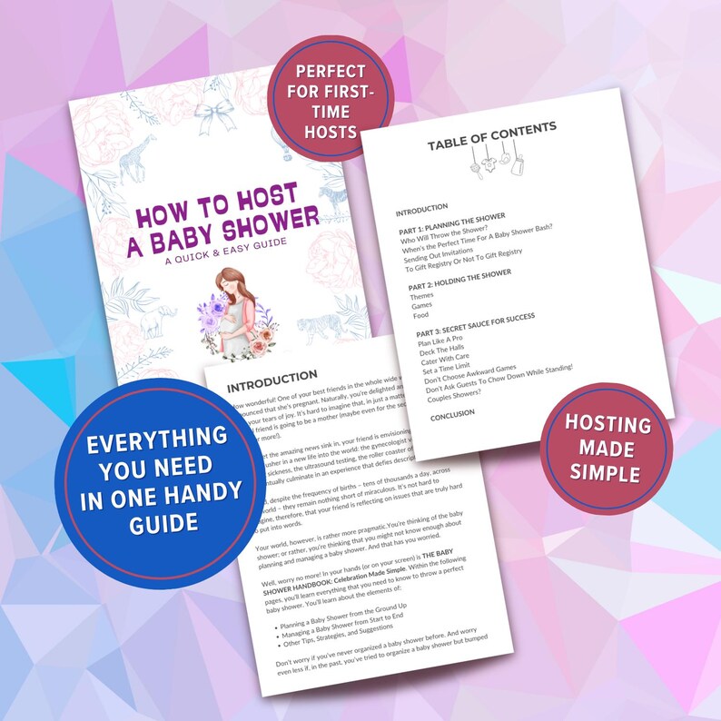 How to Host a Baby Shower E-book + Free Games E-guide | Easy Party ...