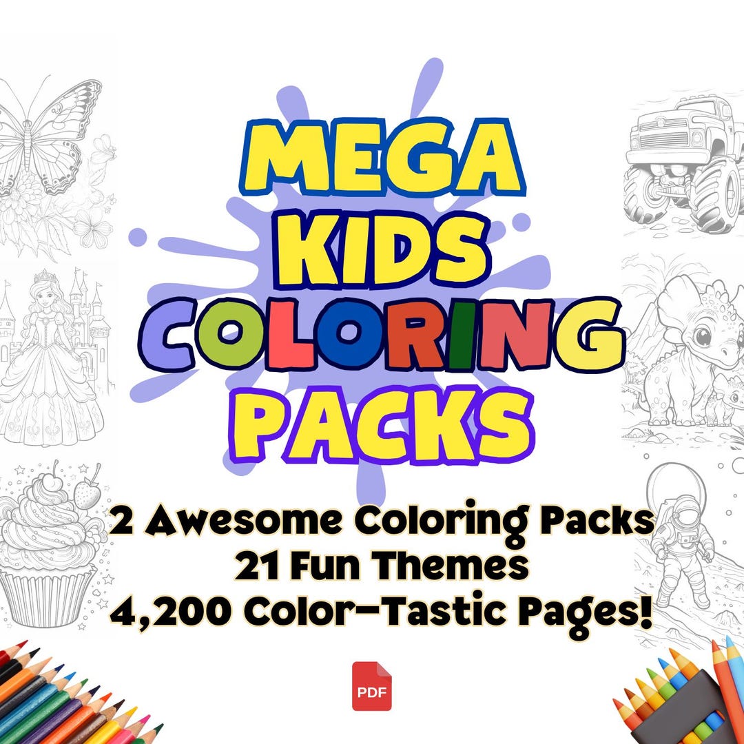 Mega Kids Coloring Book Packs | Over 4000 Pages | Kids, Preschoolers ...