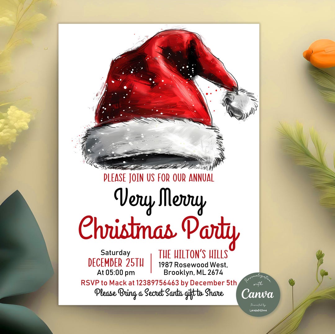 Editable Christmas Party Invitation, Holiday Party Invitation, Party ...