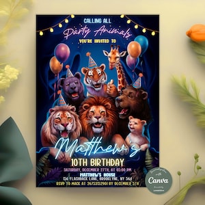Calling All Party Animals Birthday Invitation, Safari Party Invitation ...