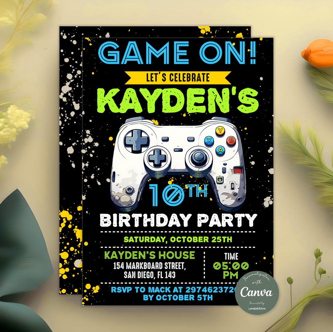 Video Game Birthday Invitation, Gamer Party Invitation Template, Gaming ...