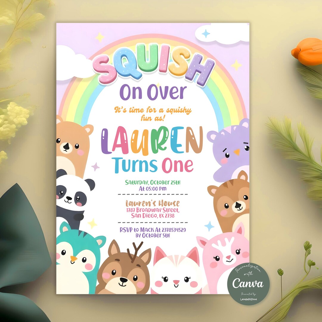 Squishmallow Birthday Invitation, Squishmallow Invitation, Squish ...