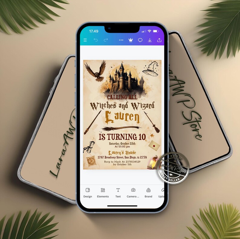 Wizards Witches Birthday Invitation, Printable Magic Wizardry Castle ...