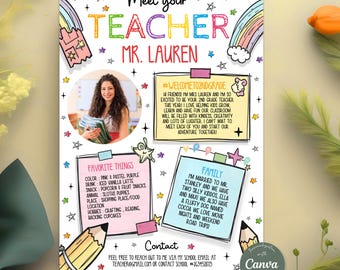 Meet the Teacher Template, Editable Teacher Printable, Back to School ...