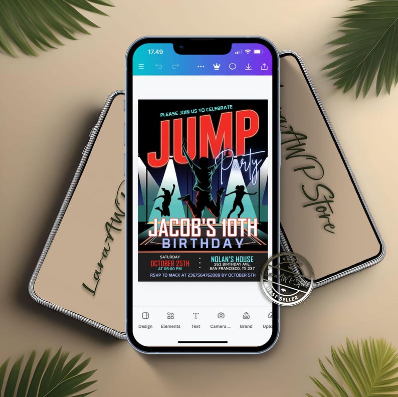 Jump Birthday Invitation, Trampoline Park Invitation, Bounce House ...