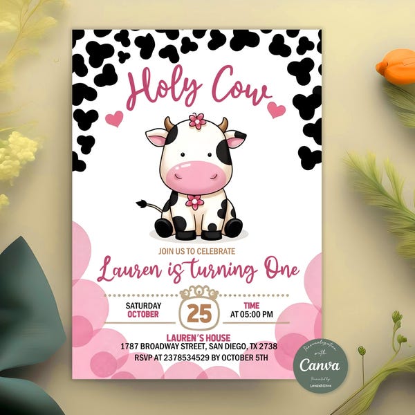 Cow Template Birthday - Etsy UK