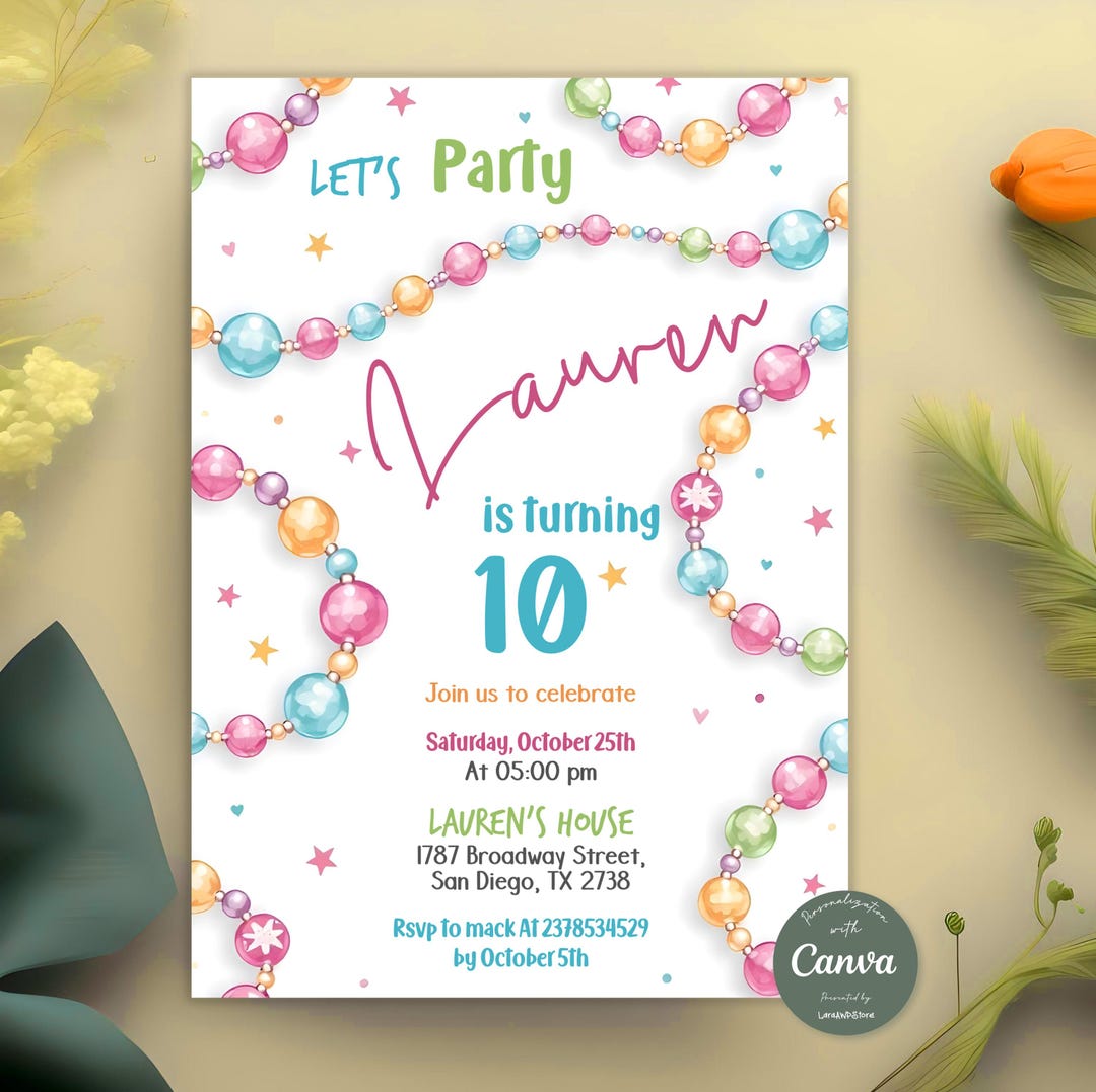 Friendship Bracelet Invitation, Making Invite, Jewelry Party, Girl ...