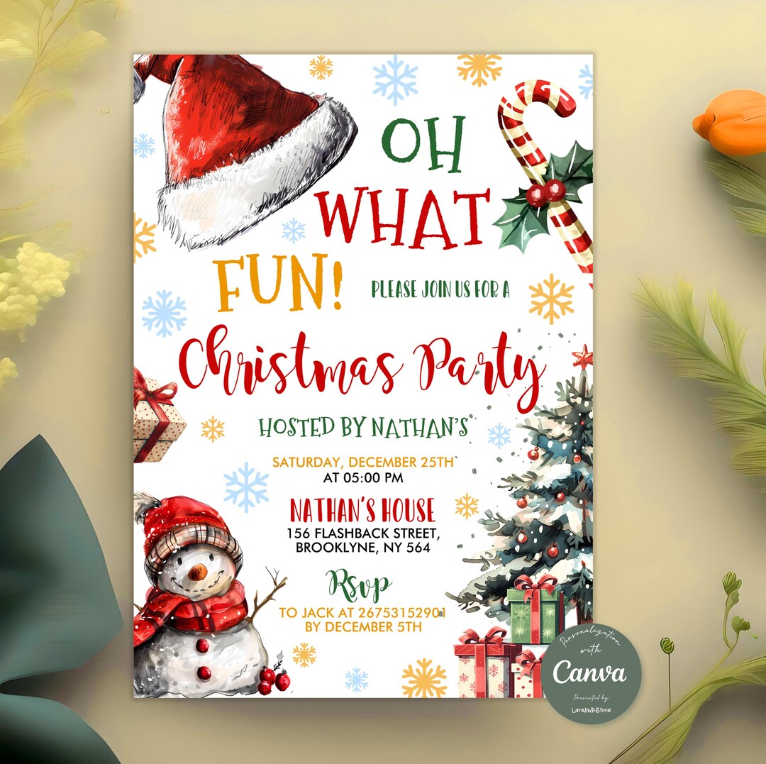 Editable Christmas Party Invitation, Holiday Party Invitation, Santa ...