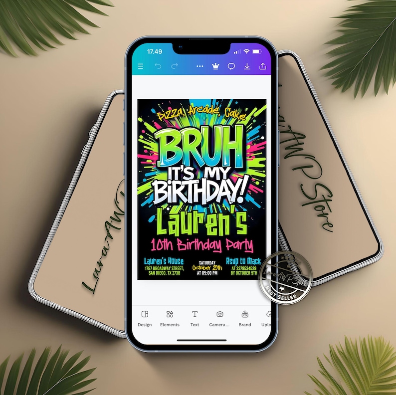 Bruh It's My Birthday Invitation, Bruh Neon Invitation, BRUH YOU IN ...