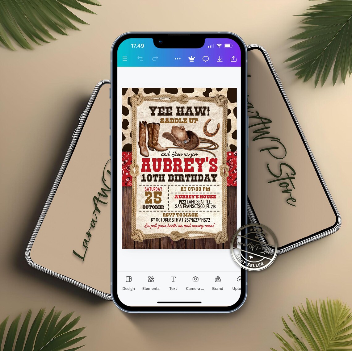 Cowboy Birthday Party Invitation, Cowboy Western Birthday Invitation ...