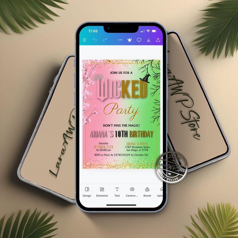 Wicked Inspired Invitation, Wicked Birthday Party Invitation, Digital ...