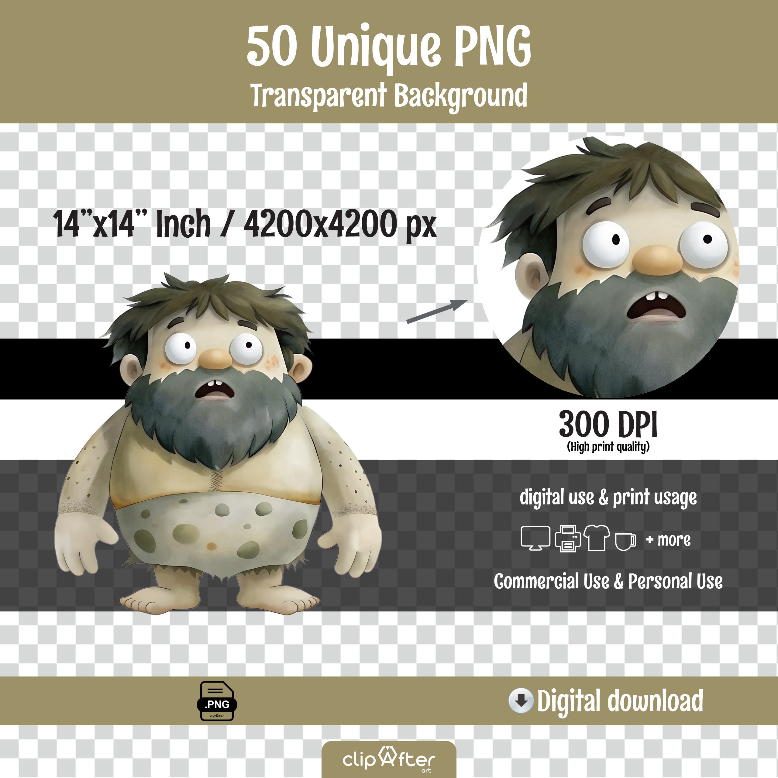 Cute Caveman Clipart Character Set, Fun Prehistoric Characters, Cavemen ...