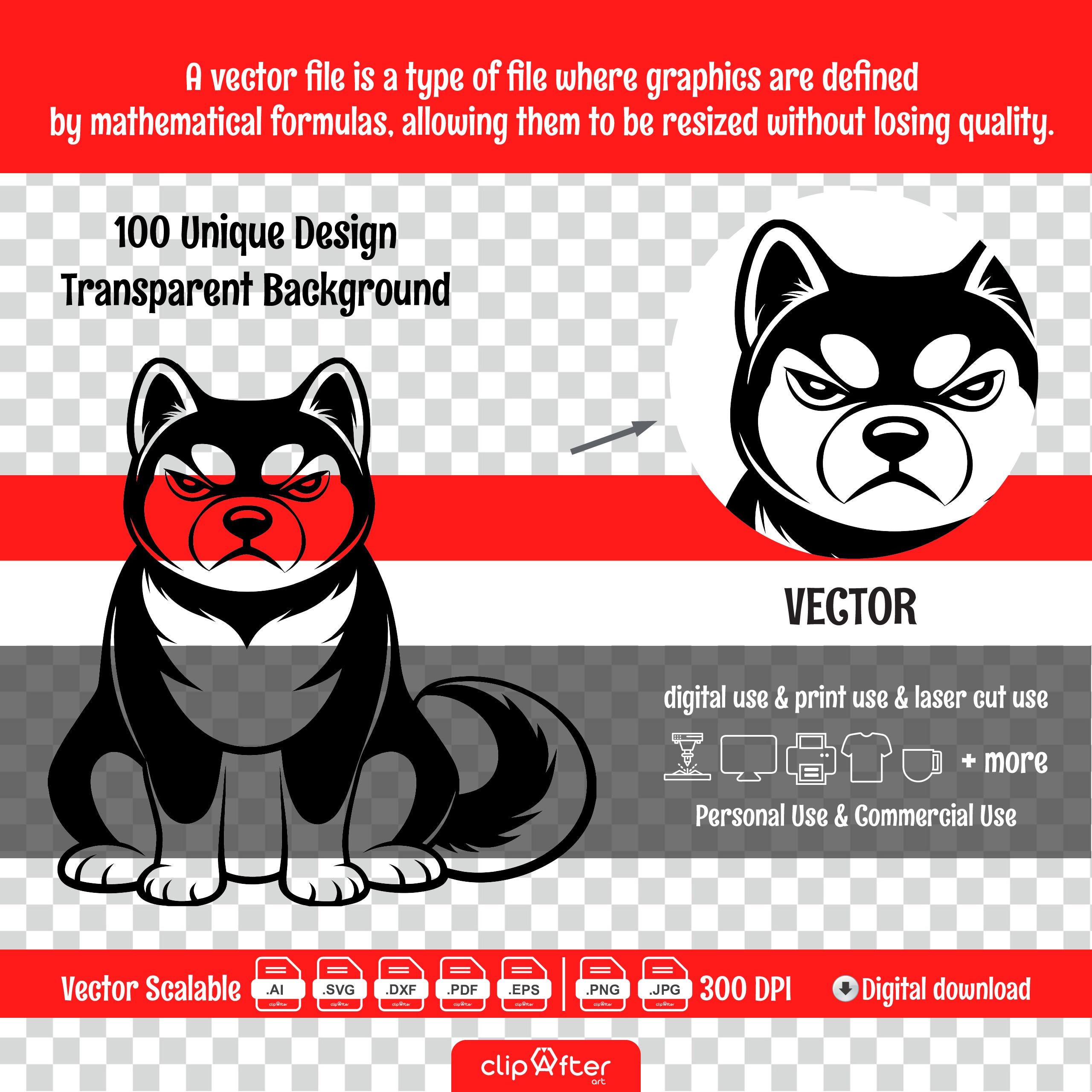 100 Angry Sitting Dogs Linocut Collection - Unique Dog Illustrations ...