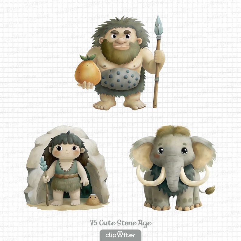 Stone Age Clipart Collection, Stone Age Family, Baby Boy Caveman ...