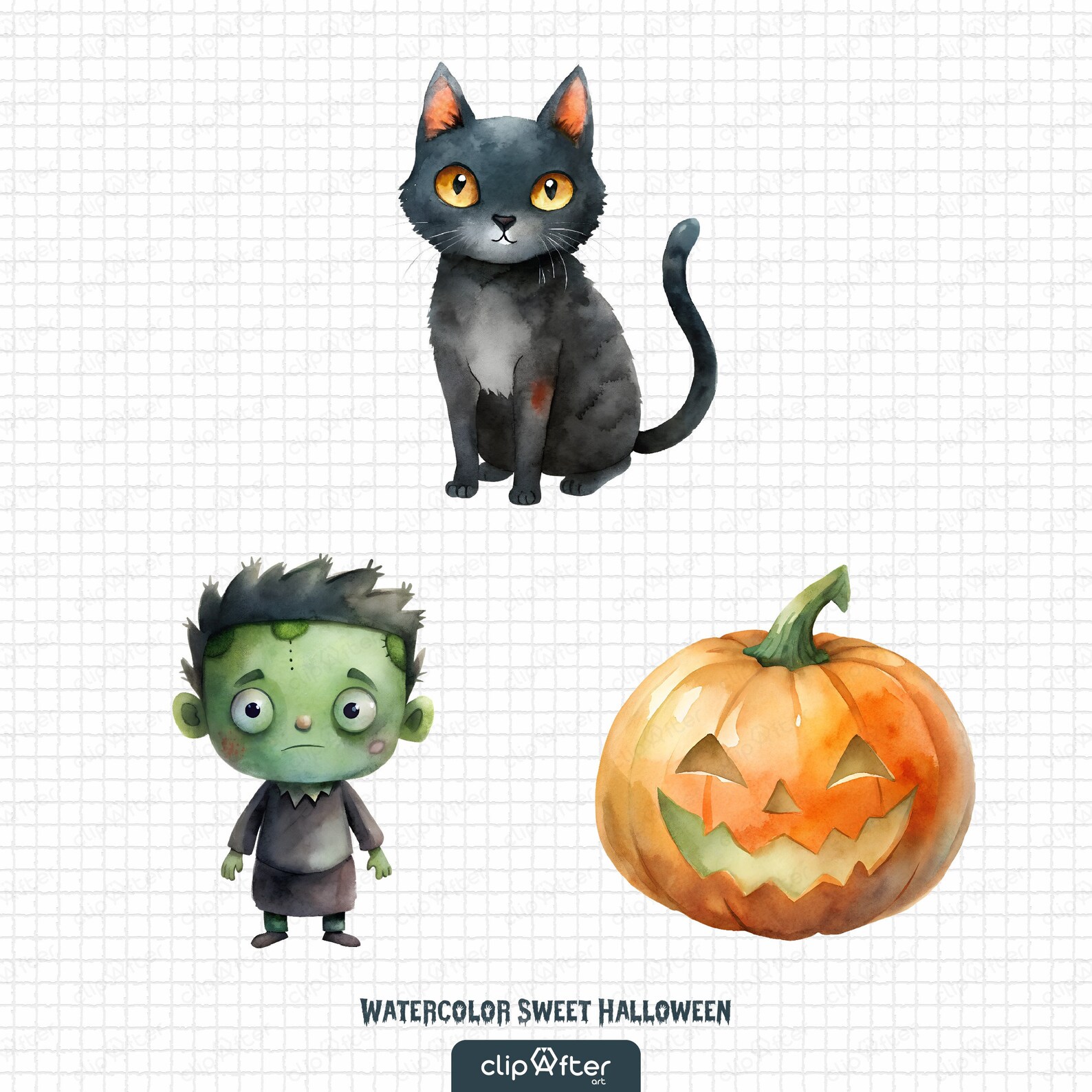 Sweet Halloween Party Package Clipart Png | Spooky Watercolor Ghost ...