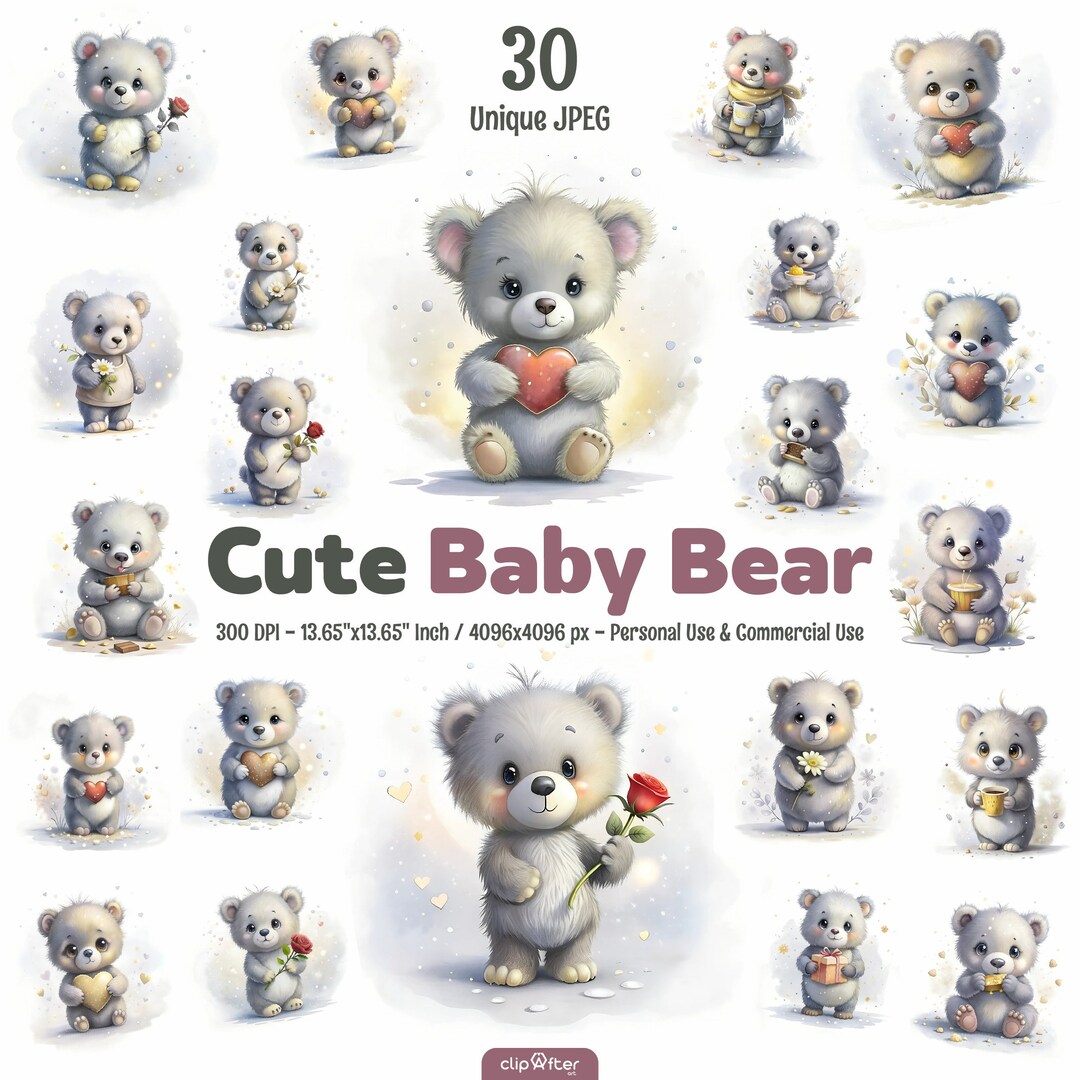 Baby Bear and Sweet Treats Clipart Collection: Cuddly Bear With a ...