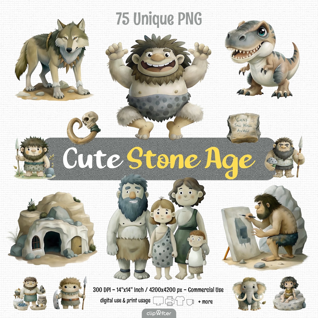Stone Age Clipart Collection, Stone Age Family, Baby Boy Caveman ...