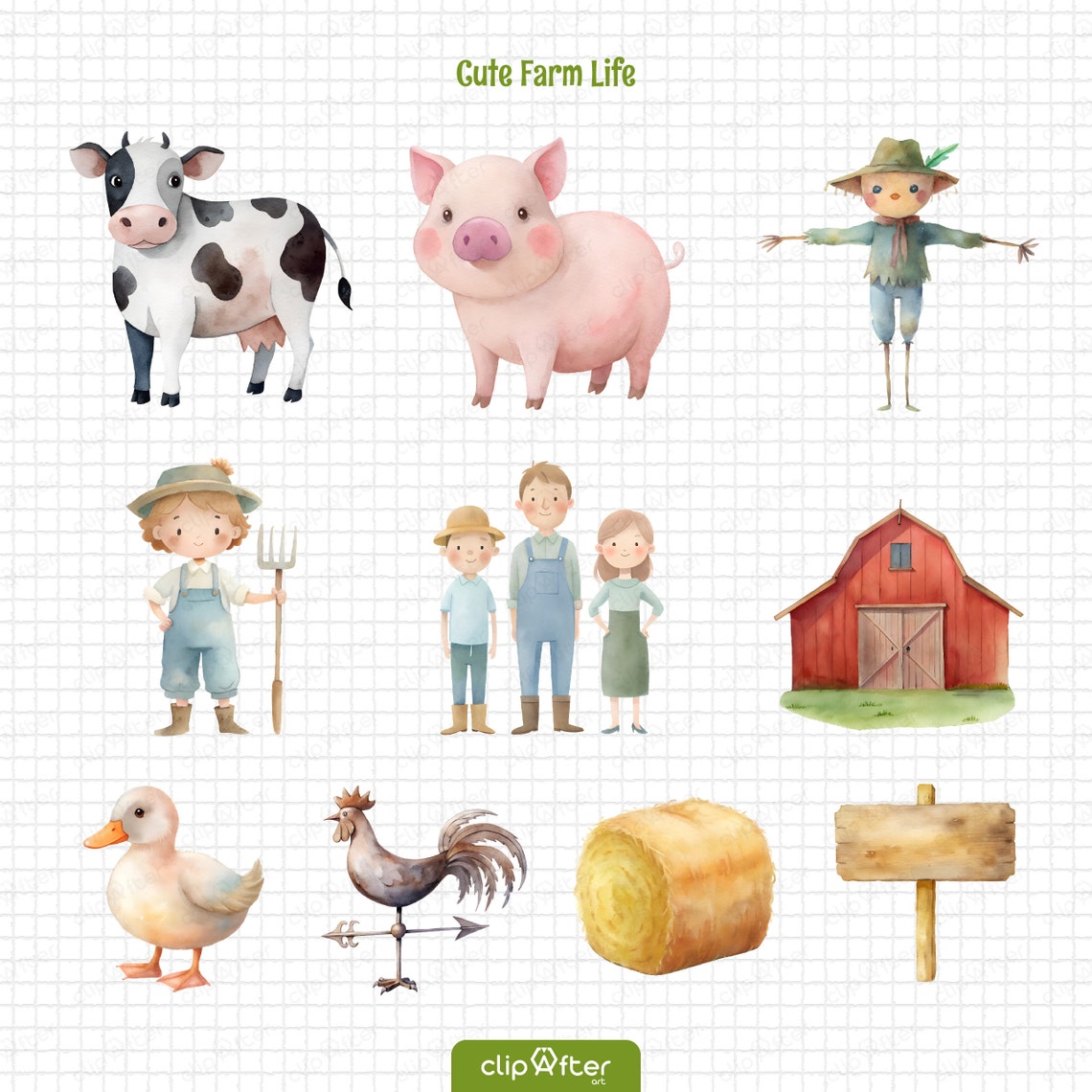 Cute Farm Life Clipart Collection | Adorable Farm I Llustrations ...