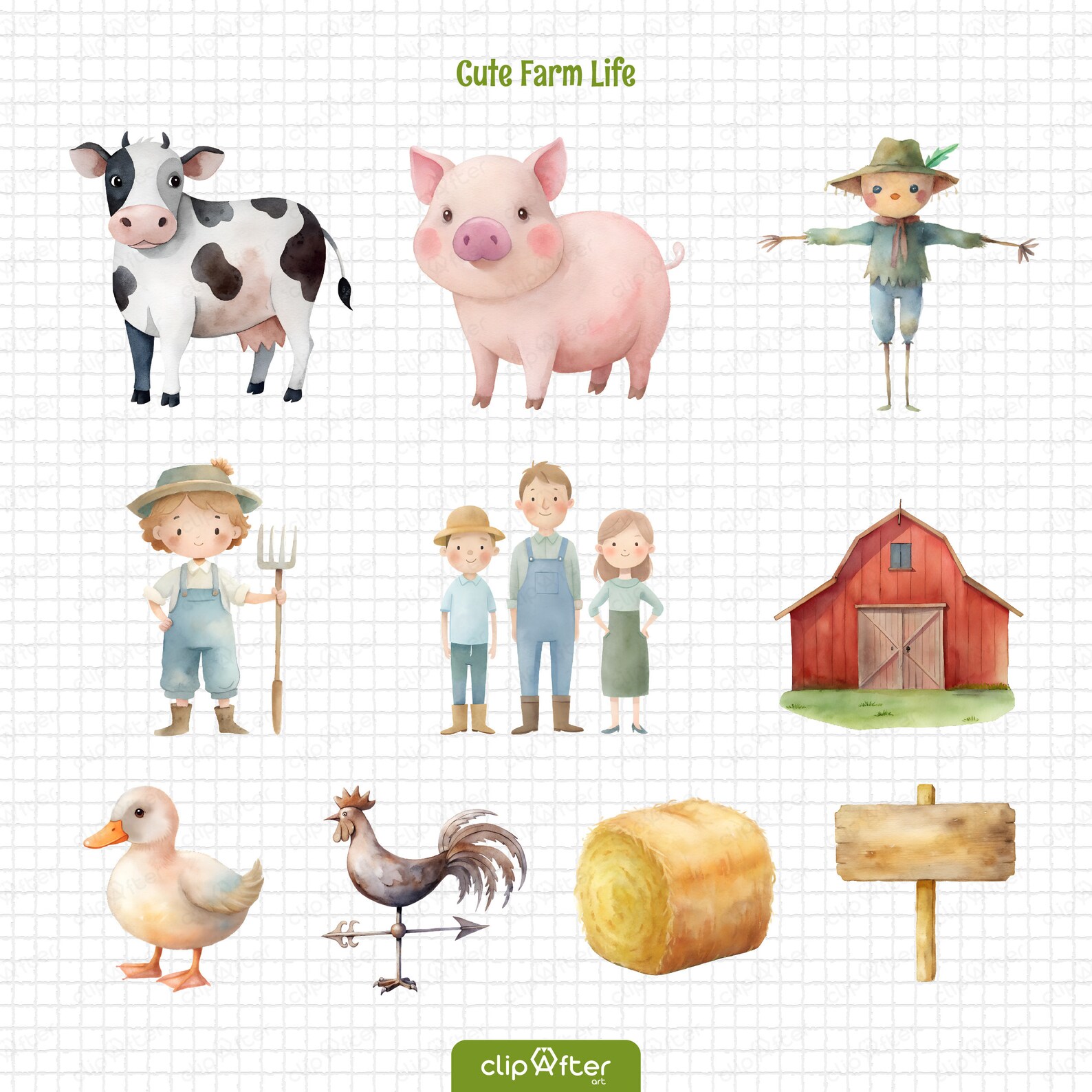 Cute Farm Life Clipart Collection | Adorable Farm I Llustrations ...