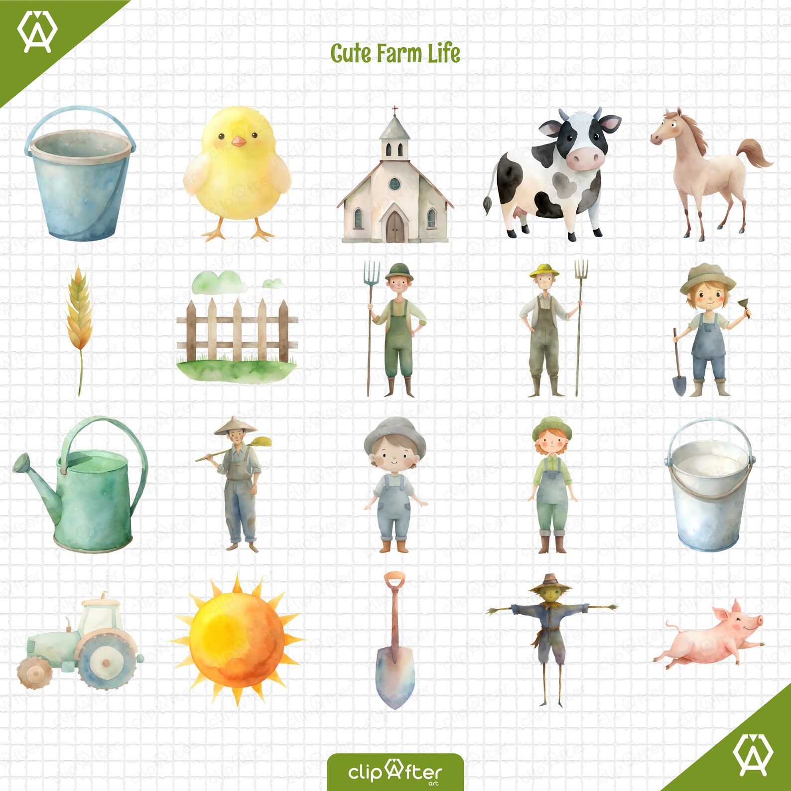 Cute Farm Life Clipart Collection | Adorable Farm I Llustrations ...
