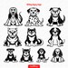 100 Angry Sitting Dogs Linocut Collection - Unique Dog Illustrations ...