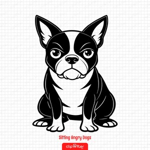 100 Angry Sitting Dogs Linocut Collection - Unique Dog Illustrations ...