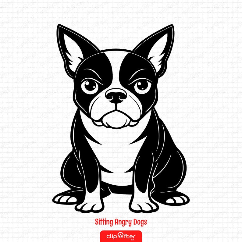 100 Angry Sitting Dogs Linocut Collection - Unique Dog Illustrations ...
