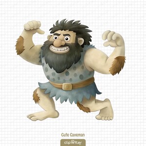 Cute Caveman Clipart Character Set, Fun Prehistoric Characters, Cavemen ...