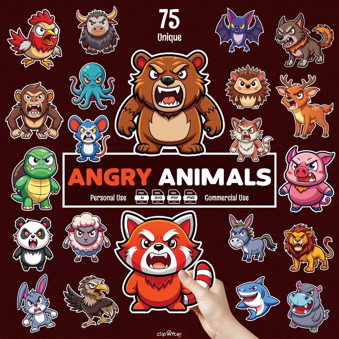 75 Angry Animals Sticker Pack | Scary and Wild Wildlife Stickers ...