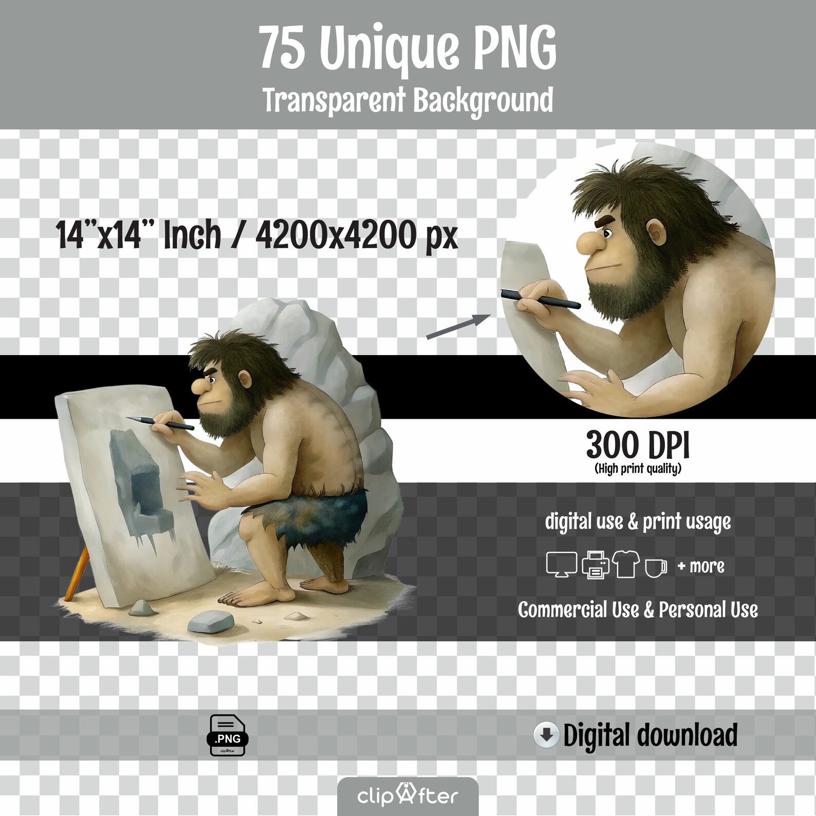 Stone Age Clipart Collection, Stone Age Family, Baby Boy Caveman ...