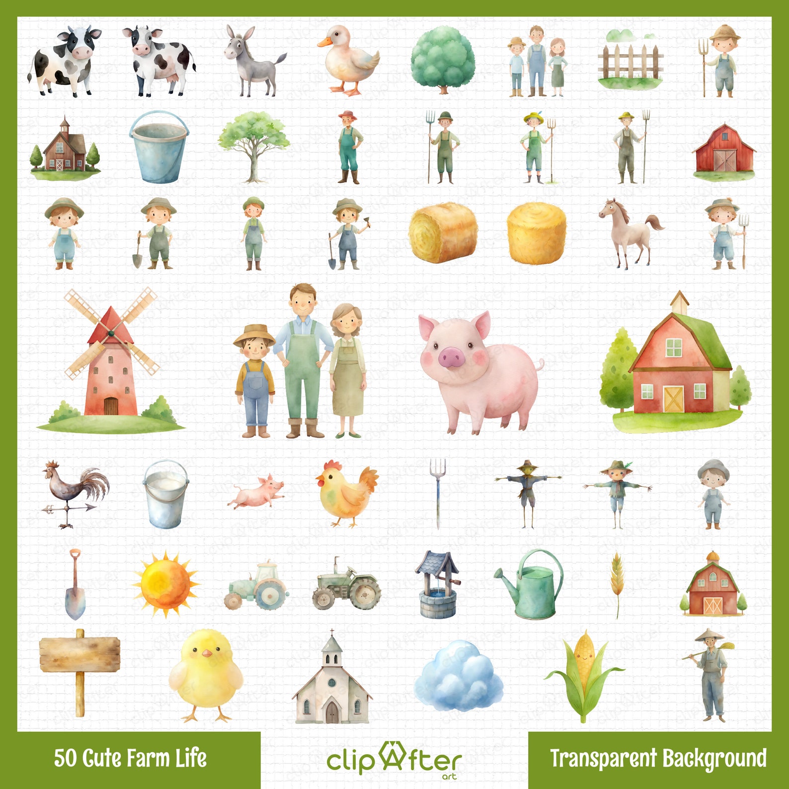 Cute Farm Life Clipart Collection | Adorable Farm I Llustrations ...