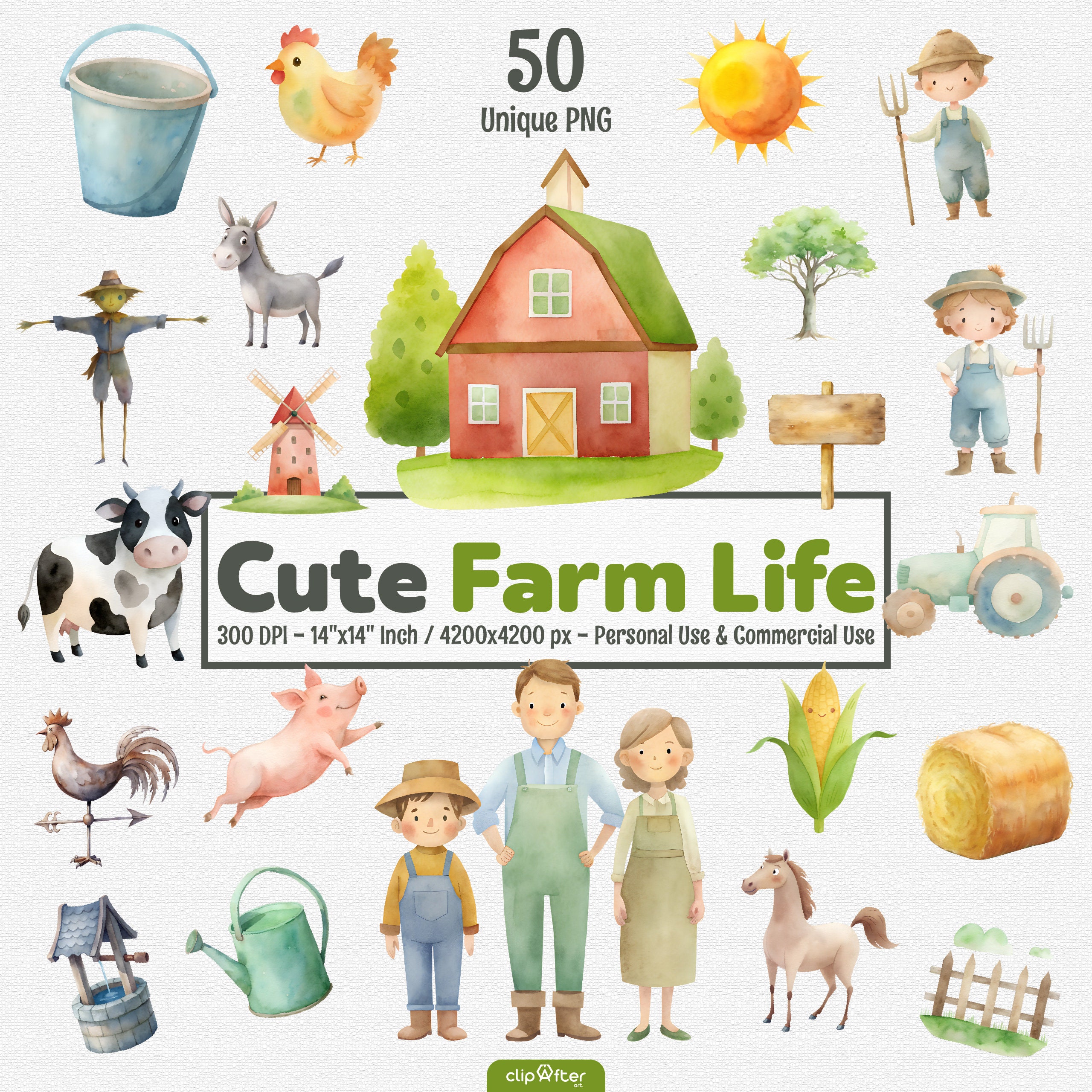 Cute Farm Life Clipart Collection | Adorable Farm I Llustrations ...