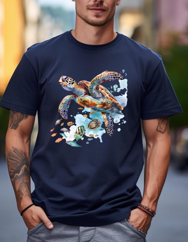 Sea Turtle T-shirts, Swimming Sea Turtle Shirt, Love for Sea Turtles - Etsy
