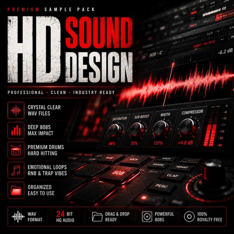 Dark Trap Sample Pack WAV Emotional Rnb Loops 808 Drum Sounds - Etsy UK