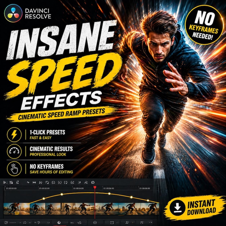 Davinci Resolve Speed Ramp Presets Cinematic Motion Pack Fast Editing ...