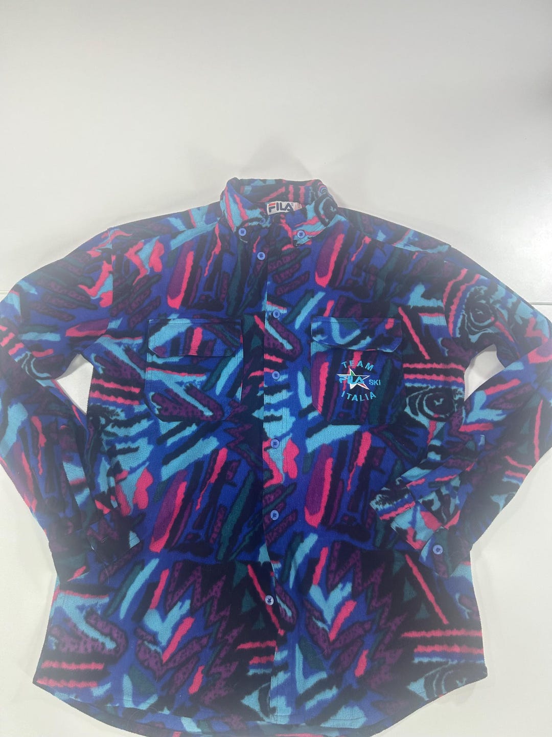 Mens Fully Buttoned Fila Ski Team Italia Xl/xxl Multi Coloured Fleece ...