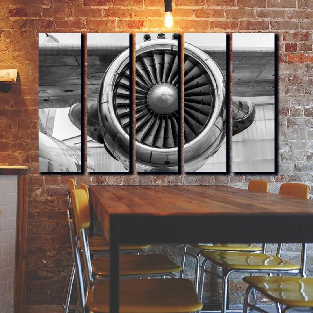 Vintage Jet Engine Close-up Wall Art Print | Aviation Picture on Canvas ...