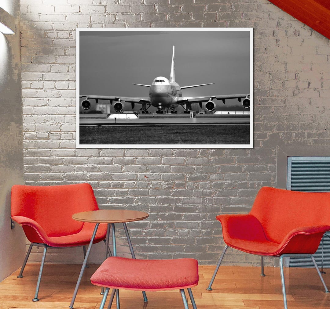 Aircraft Boeing-747 Plane Framed Print - White Framed Boeing-747 Jumbo ...