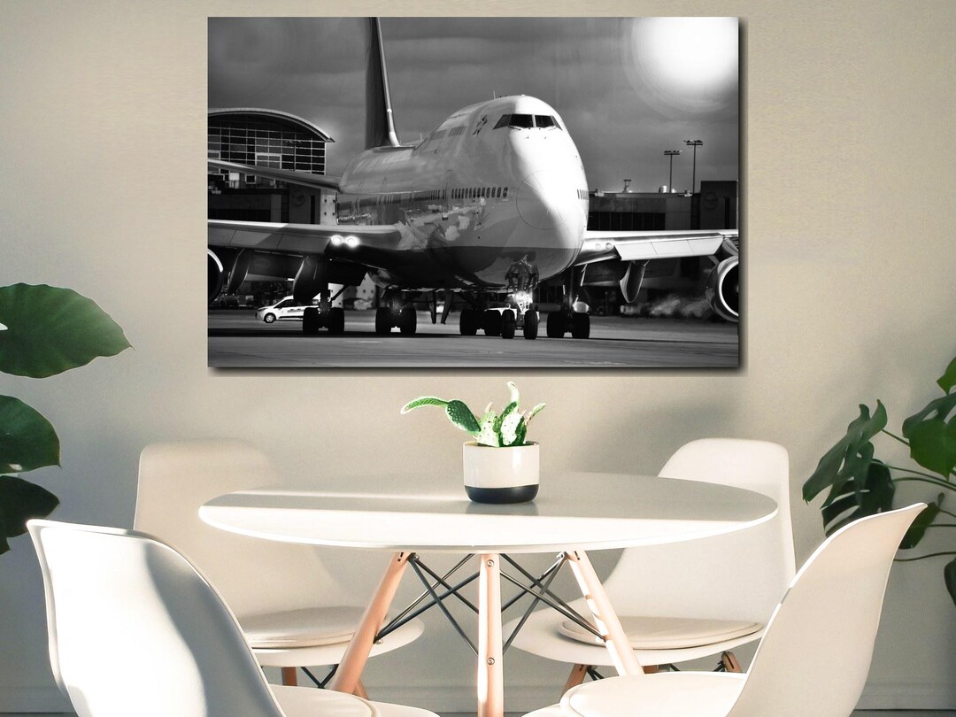 Large Mural Boeing 747 Airplane Wall Art - Airport Poster Photography ...