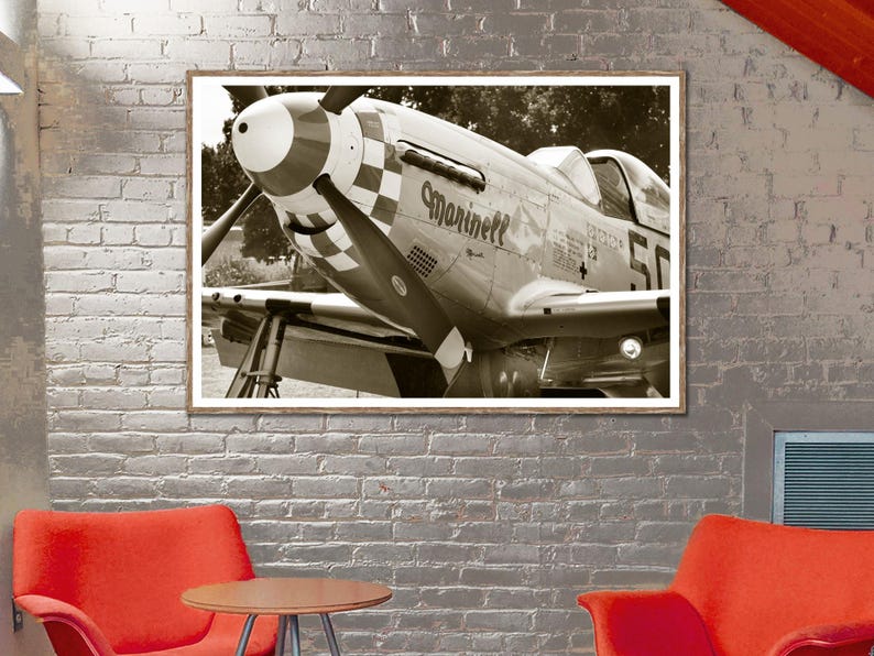 P51 Mustang Airplane Digital Art Print File, WW2 Aircraft Printable Art ...